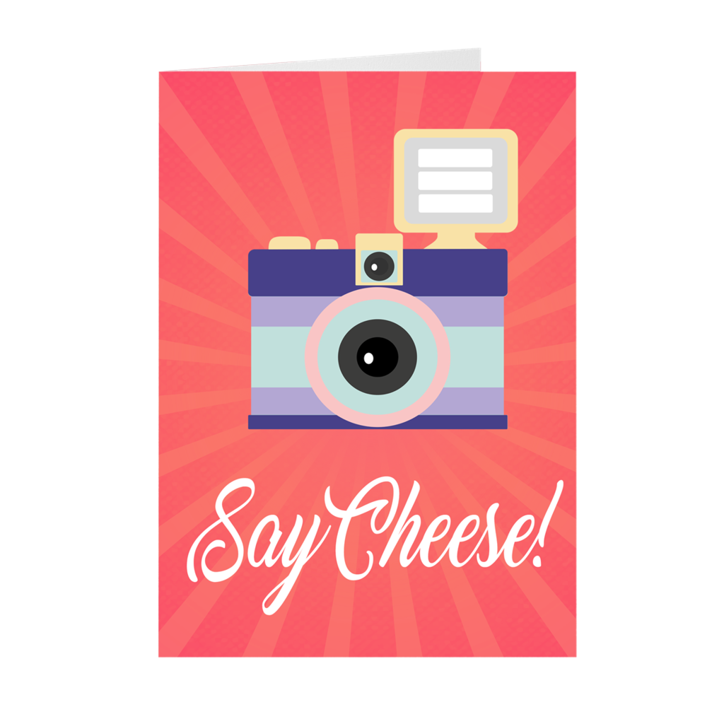 Camera - Say Cheese - Motivational Card – Black Stationery