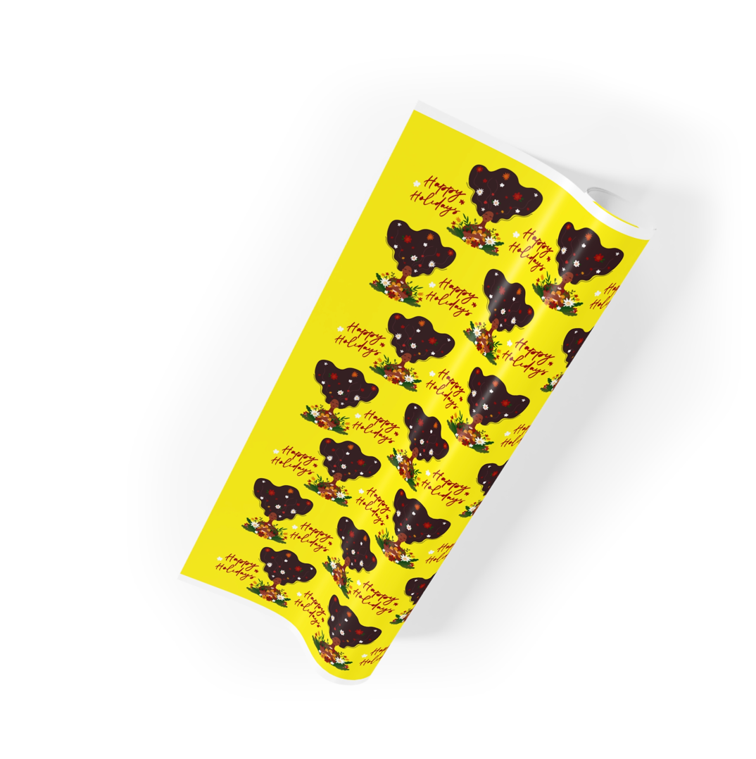 African American Flower Vibes - Happy Holidays Gift Wrapping Paper Rol ...