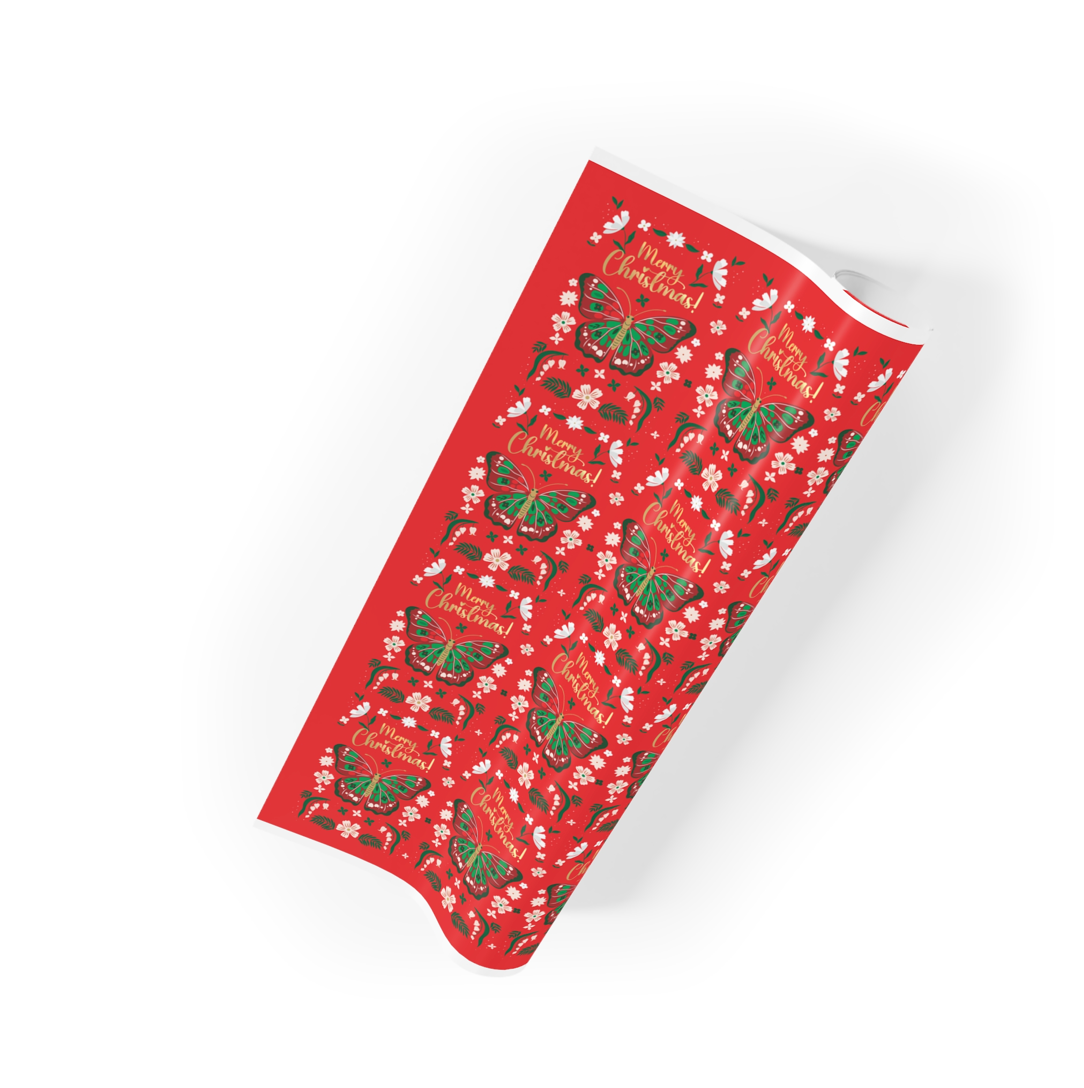 Butterfly - Merry Christmas Gift Wrapping Paper Roll – Black Stationery