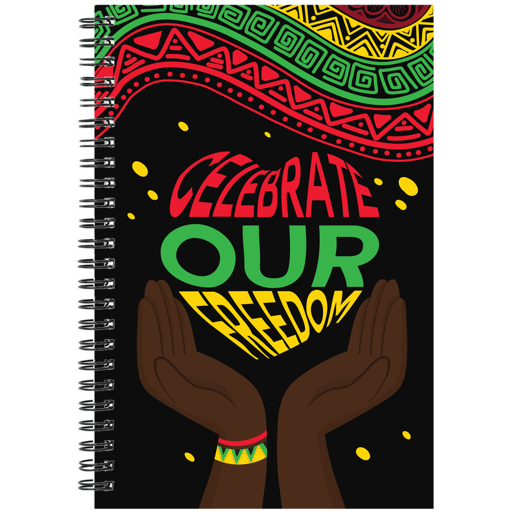 Heart Celebrate Our Freedom Juneteenth Spiral Notebooks – Black Stationery