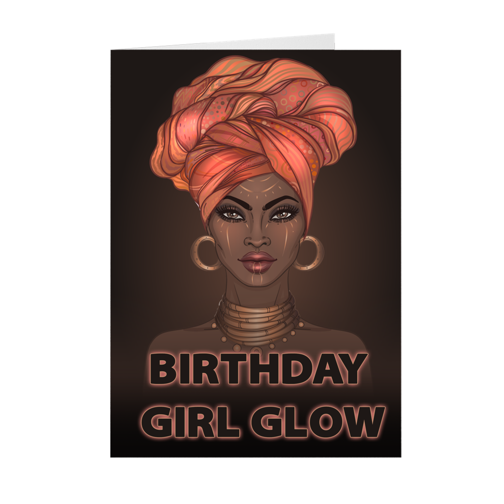 Birthday Girl Glow Turban - African-American Woman - Greeting Card ...