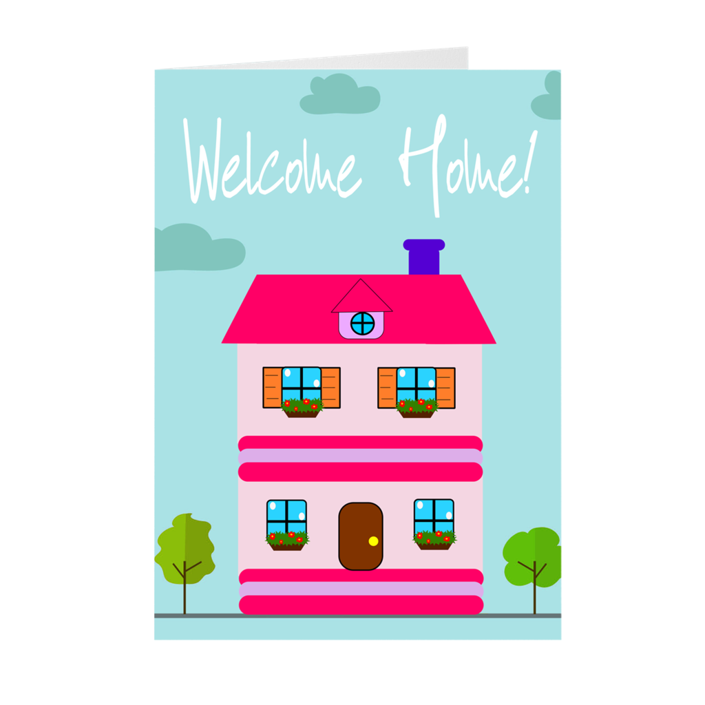 Pink House - Welcome Home Housewarming Greeting Card – Black Stationery