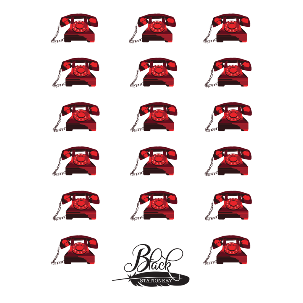 Black Stationery - Red Vintage Telephone Premium Stickers