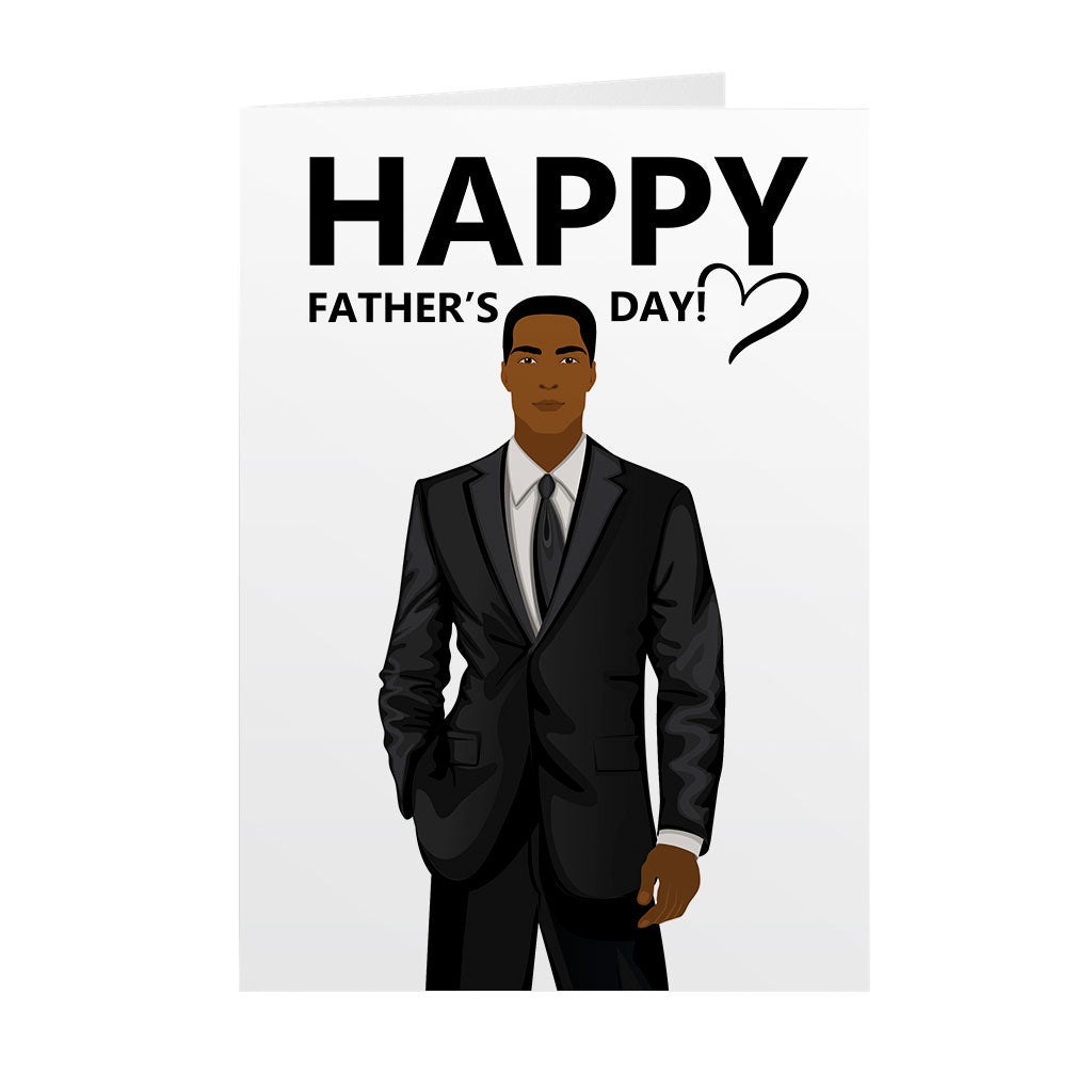 Heart Black Dad in Suit - African American Happy Father's Day Card ...